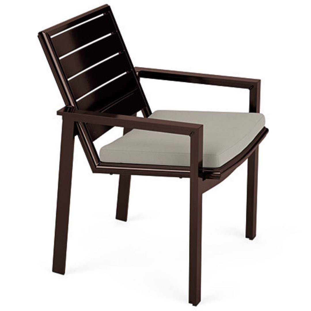Meza Nesting Dining Chair Aluminum Slat Seat with Arms — ALD Outdoors